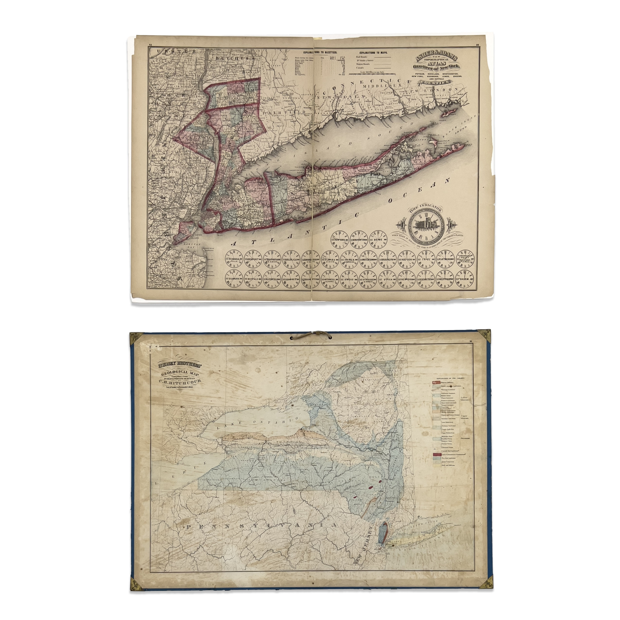 Asher and Adams. - Maps of New York, Group of 2 - Capsule Auctions
