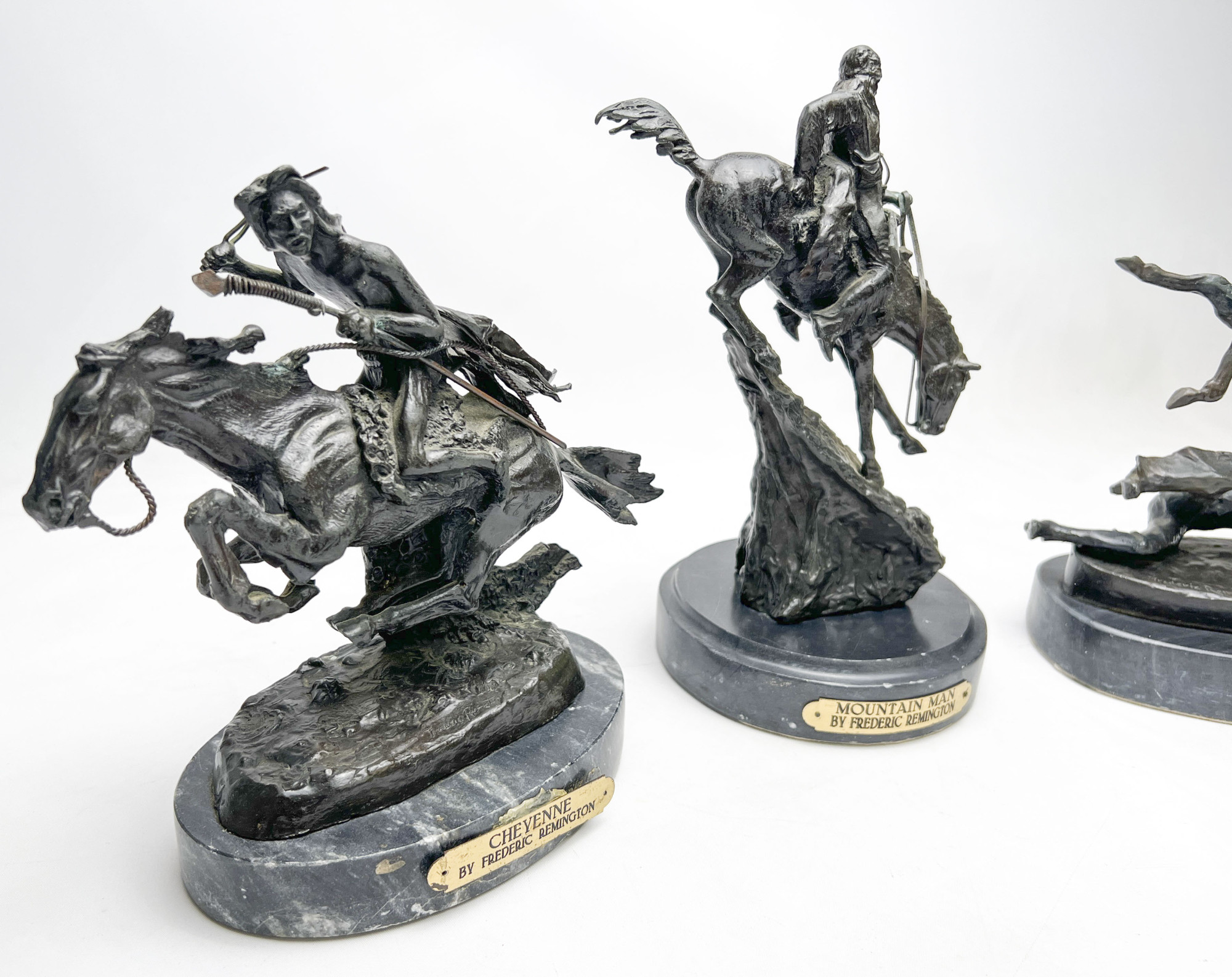 after Frederic Remington - Mountain Man / Cheyenne / Wicked Pony (3 ...