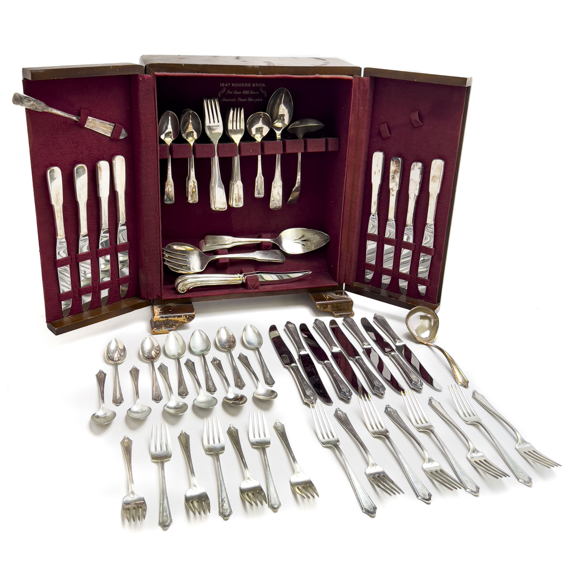 Two Partial Sterling and Silver Plate Flatware Sets, Total Over 100 ...