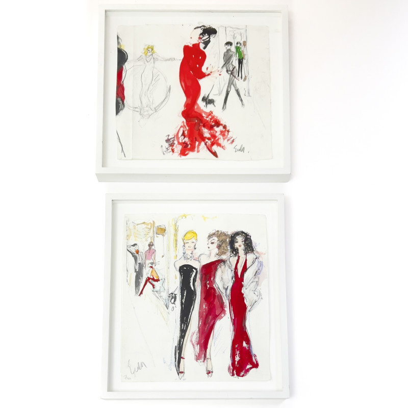 Joe Eula - Backstage the Show, Two Drawings - Capsule Auctions